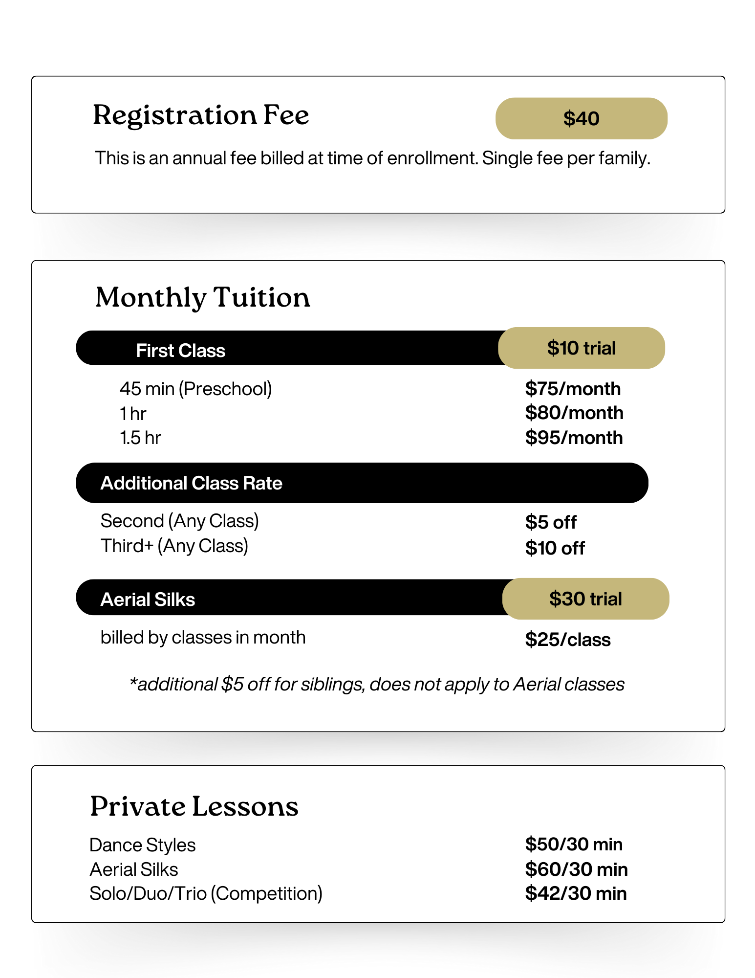 Tuition - Elite Dance Center Pricing for Registration & Lessons